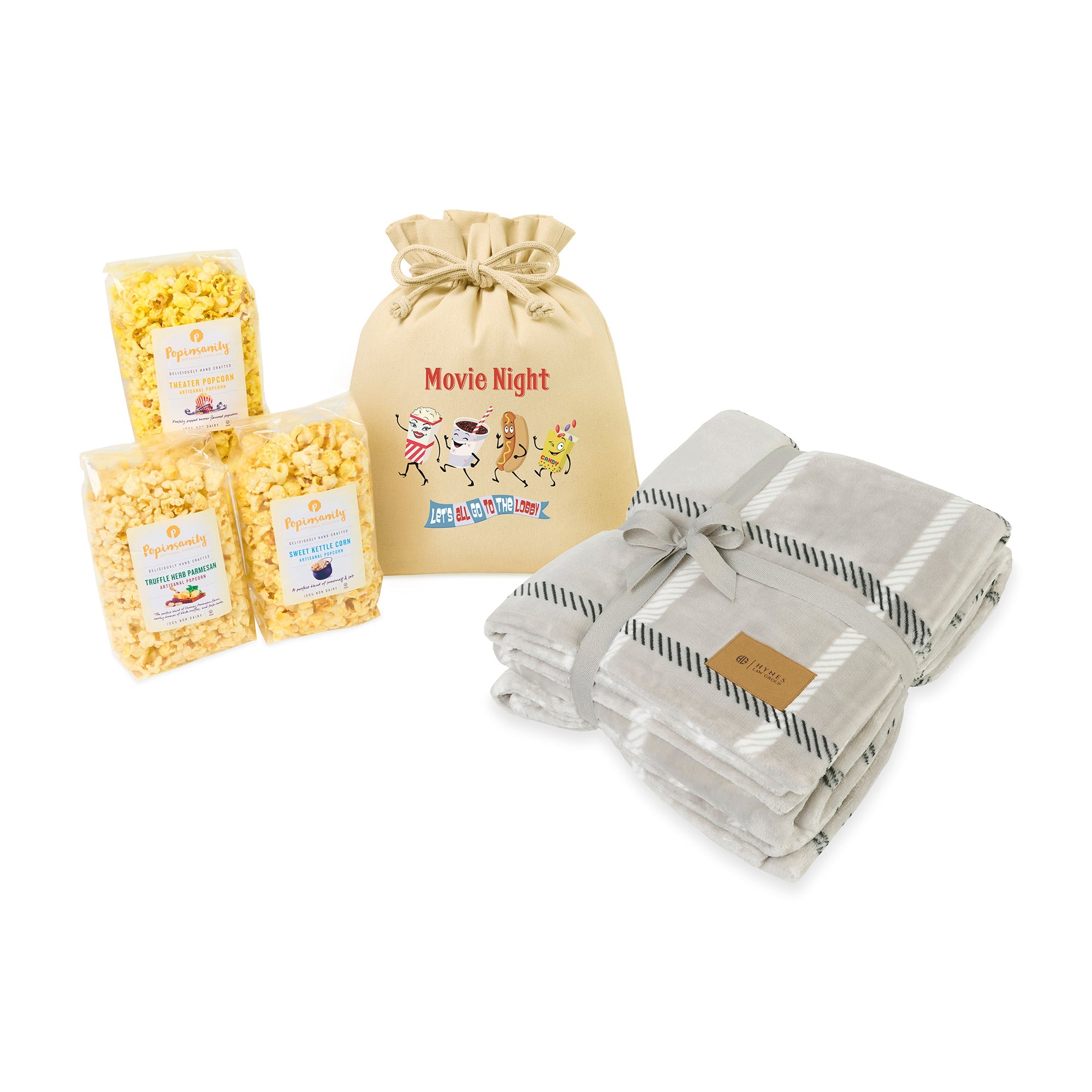 Prime Time Relax & Snacks Gift Set – Blanket & Popcorn Night In – Etchified